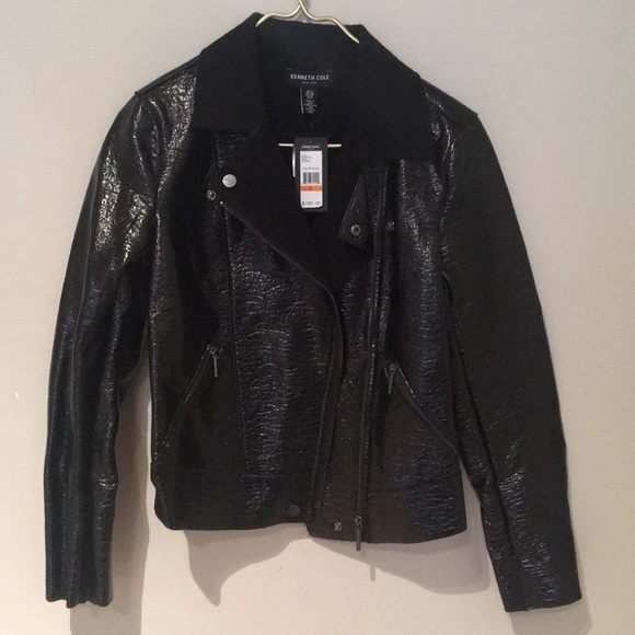 Kenneth Cole | Jackets & Coats | Nwt Kenneth Cole Black Patent Leather ...